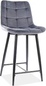 Nábytkáři ORFA CHIC H2 Velvet -barová židle, látka ŠEDÁ Bluvel 14/nohy černý kov  (S) -(CHICH2VCBE)-1BALÍK)(K150-E)