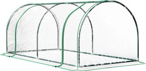 Outsunny Skleník s dveřmi 200x100x80cm, chladicí rám z oceli a PVC pro pěstování rostlin a zahradu