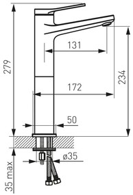 F-Design Seppia, vysoká umyvadlová baterie + odtoková zátka ClickClack, růžové zlato, FD1-SPA-2L-25