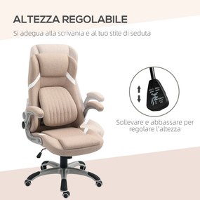 Ergonomická kancelářská židle Vinsetto s sklápěcími područe a opěrkou hlavy, otočná pracovní židle s bederní oporou, nastavitelná výška a houpací fun…