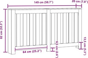 vidaXL Kryt radiátoru Černý dub 149 x 20 x 82 cm kompozitní dřevo [869225]