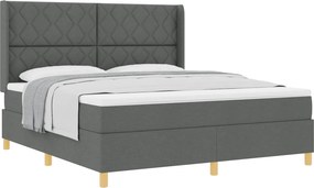 Postel s boxspringem s čelo Tmavě šedá 180 x 200 cm textil 3341911