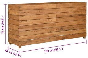 vidaXL Marketos Vyvýšený záhon 150x40x72 cm recyklované teakové dřevo a ocel