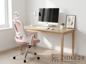 Ergonomická kancelářská židle EMILIE - růžová síťovina