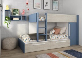 Aldo Dětská patrová postel se skříní a šuplíky Cascina - smoky blue