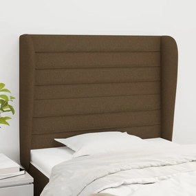 Čelo postele typu ušák tmavě hnědé 103x23x118/128 cm textil 3118089