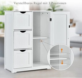 Costway Koupelnová skříňka úložná se 3 zásuvkami – 60 × 30 × 81 cm, bílý