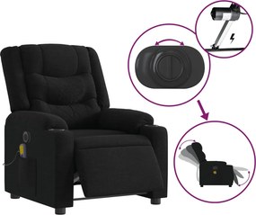 Elektrické masážní polohovací křeslo černé textil 3206572