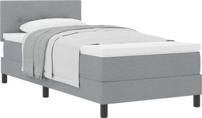 Postel s boxspringem s čelo Světle šedá 100 x 200 cm textil 3338664
