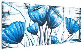 Obraz modrých makovic (100x40 cm)