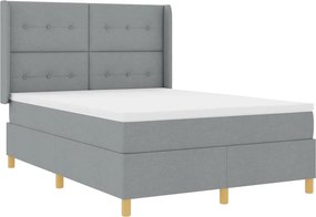 Postel s boxspringem s čelo Světle šedá 140 x 200 cm textil 3341833
