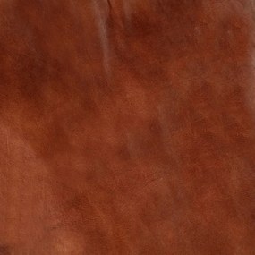 Houpací křeslo hnědé pravá kůže a masivní mangovníkové dřevo 282906
