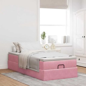 Osmanský rám postele s matrací růžová 90x200cm samet 3311164