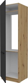 ARIA ac | vysoká skříňka 60 LO-210 2F na vestavnou lednici | 60 cm | ANTI FINGERPRINT povrch | artisan/černá