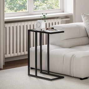 HOMCOM C-štvrcový konferenční stolek se skleněným vrchem, ocelový rám, konferenční stolek do obývacího pokoje, ložnice, 46 x 25 x 63,5 cm, Dub