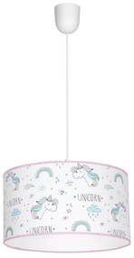 Dětské závěsné svítidlo Unicorn, 1x plastové stínítko se vzorem, w