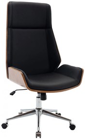 Kancelářská židle Breda ~ koženka, dřevo ořech - Černá