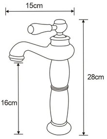 Mexen Draco, vysoká umyvadlová baterie, zlatá, 745410-50