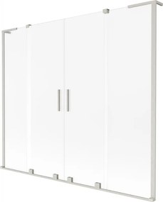 Mexen Velar L Duo, 2-křídlová posuvná vanová zástěna 180 x 150 cm, 8mm sklo námraza, broušená ocel, 896-180-003-32-97