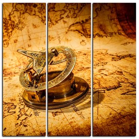 Obraz na plátně - Kompas na mapě antického světa - čtverec 3999B (75x75 cm)