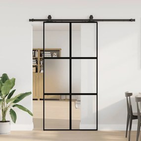 Posuvné dveře se sadou kování černé 102,5x205 cm Tvrzené sklo 3375885