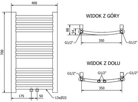 Mexen Ares, elektrické topné těleso 700 x 400 mm, 300 W, zlatá lesklá, W102-0700-400-2300-50