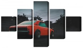 Vícedílný obraz Oranžové Retro Auto Nedostatek Nedostatek Přírodní plátno 200x120