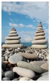 DIMEX | Vliesová fototapeta na zeď Kameny na pláži MS-2-0204  | 150 x 250 cm | šedá, modrá, bílá