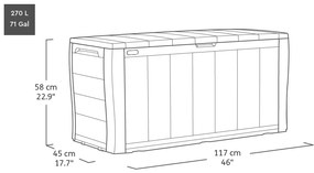 Úložný box SHERWOOD STORAGE Keter antracitový 117x45x58cm