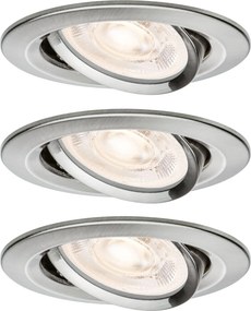 P 92417 LED vestavné svítidlo Nova Plus GU10 Flat IP65 93mm 3x4,9W 230V stmívatelné 2700K kov kartáčovaný - PAULMANN