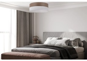 Stropní svítidlo Wood, 1x hnědá ořechová dýha/bílé plastové stínítko, (bílé plexisklo), (fi 40cm)