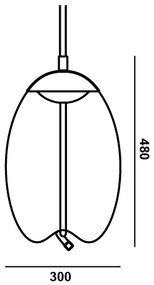 Brokis PC1018 Knot Uovo, závěsné svítidlo, hnědé kouřové sklo - měď, 14W LED 2700K stmívatelné, prům.30cm