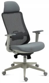 Kancelářská židle šedá průžná látka a mesh 4D područky KA-V321 GREY