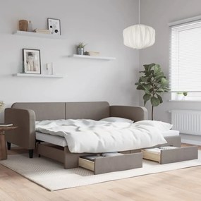 Válenda s přistýlkou a zásuvkami taupe 100 x 200 cm textil 3196860