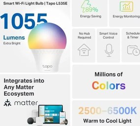 LED RGBW Stmívatelná žárovka A60 E27/8,6W/230V 2500-6500K Wi-Fi - TP-Link
