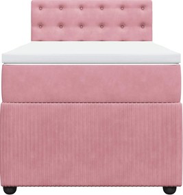 Box spring postel s matrací růžová 90x190 cm samet 3289919