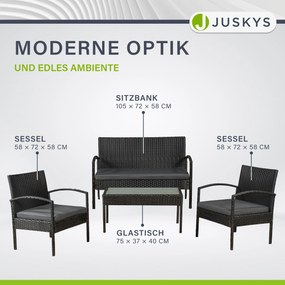 Juskys Polyratanová zahradní souprava Trinidad pro 4 osoby