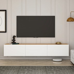 West závěsný TV stolek, bílá / borovice Atlantik