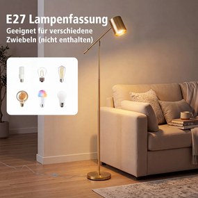 Costway Stojací lampa 175 cm Lampička na čtení s nastavitelnou hlavou a ramenem