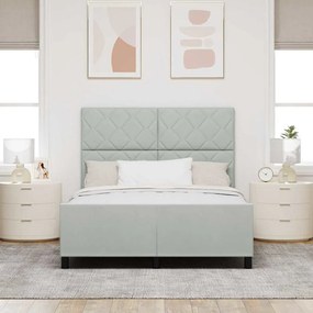 Postel s boxspringem s čelo Světle šedá 160 x 200 cm samet 3345017