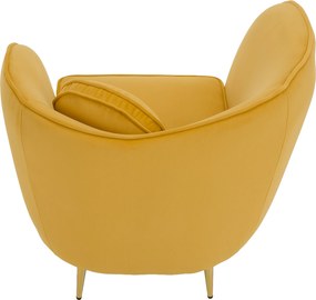 Designové křeslo, žlutá Velvet látka/gold chrom zlatá, EZIO