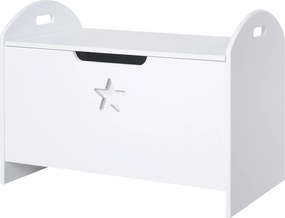 HOMCOM Dětský úložný box na hračky s flipovým víkem a bezpečnostním mechanismem 62x40x46,5 cm Prostorný prostor nosnost 20 kg Bílá | Aosom