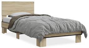 Rám postele dub sonoma 100 x 200 cm kompozitní dřevo a kov,  845803