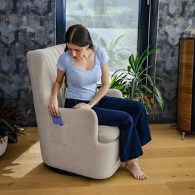 Relaxační otočné křeslo, šedobéžová, MAREN
