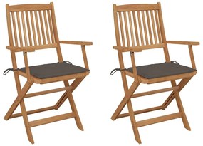 Skládací zahradní židle s poduškami 2 ks masivní akáciové dřevo,  3064598