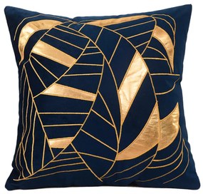 Luxusní povlak na polštář se zlatými prvky Barva: tmavě modrá, Motiv: B pruhy