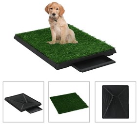 Toaleta pro psy s nádobou a umělou trávou zelená 63x50x7 cm WC - Default Title