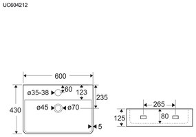 Mereo Mereo, Leny, koupelnová skříňka s keramickým umyvadlem, 600x670x420 mm, spodní, bílá lesklá, 2 zásuvky, nov, MER-CN811N