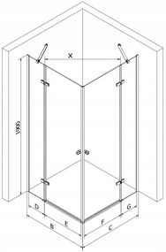 Mexen Roma DUO sprchový kout 100x100 cm, průhledný, chrom, 854-100-100-02-00