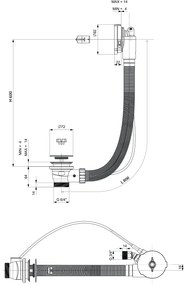 Polysan Vanová souprava s napouštěním, bovden, délka 800mm, zátka 72mm, bílá, 71853.10